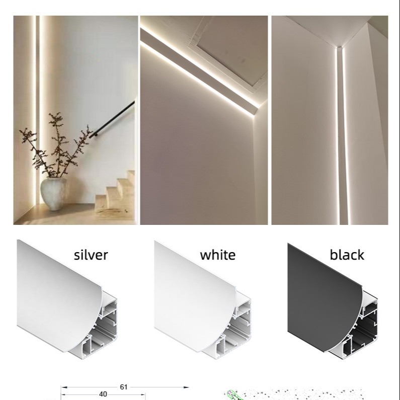 6063 T5 Alloy LED Corner Aluminium Profile dengan PC Diffuser Cover dan ...